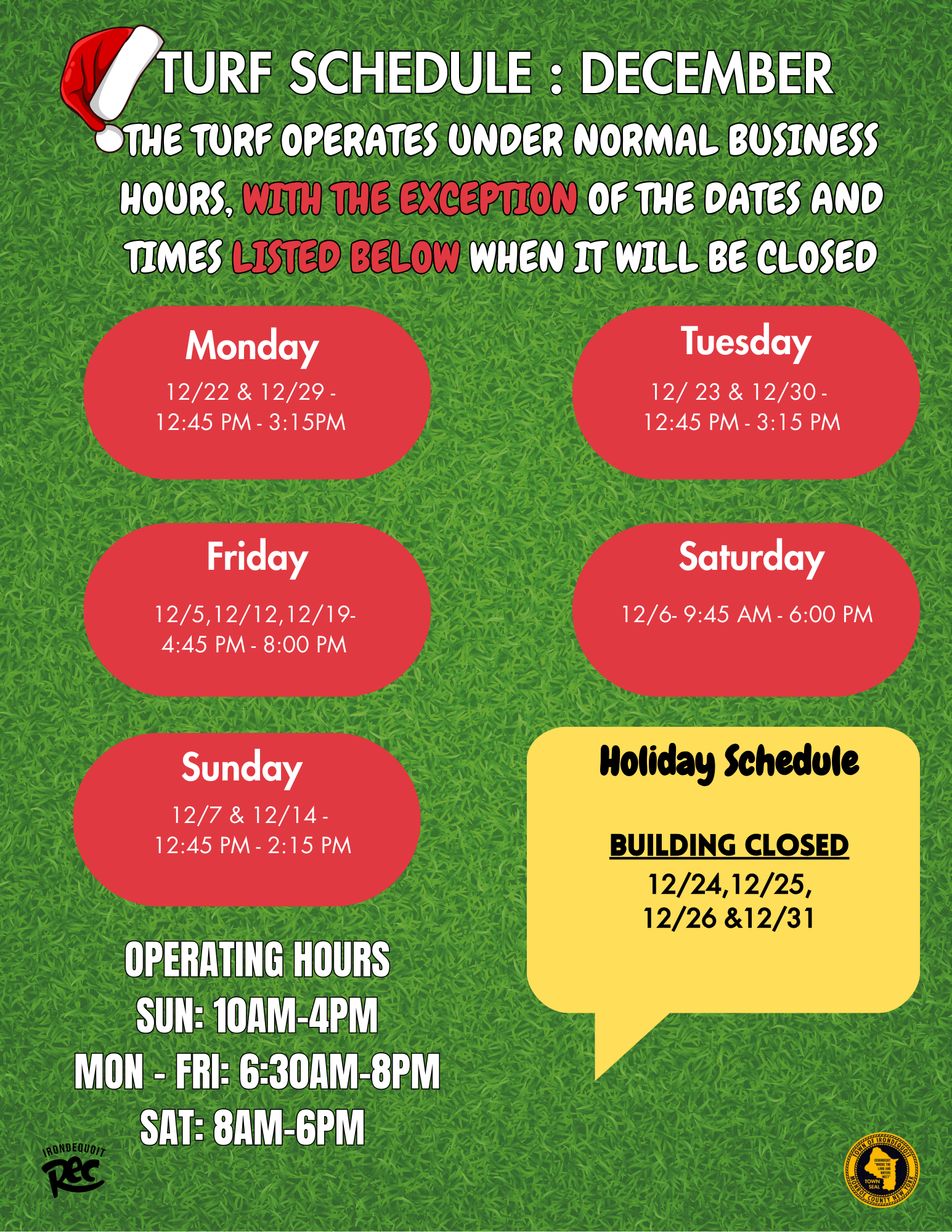 Schedules | Irondequoit, NY